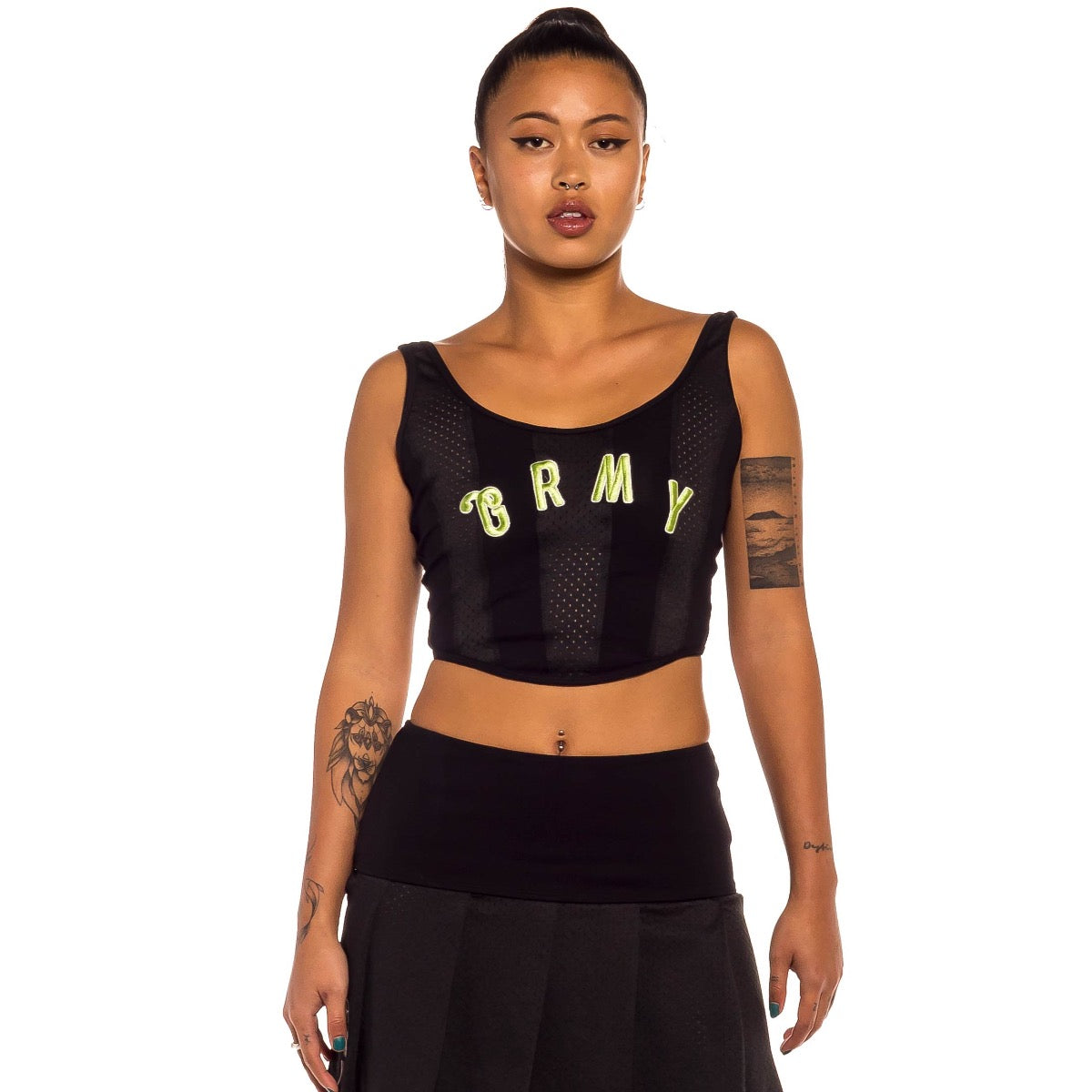 Grimey "Jungle Punch" Girl Mesh Top - Black | Spring 22